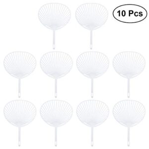 LUOEM 10pcs Japanese Fan Uchiwa DIY Kit Hand-held Fan Framework for DIY Crafts (White)