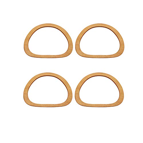 Model Worker 4PCS MDF Oval Shaped Handles Replacement for Handmade Bag Handbags Purse Handles (Light Brown)