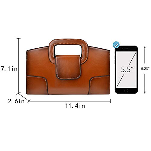 Goclothod Top Handle Satchel Women Vintage Flap Tote Clutch Handbag Crossbody Shoulder Bag Purse (Brown)