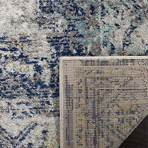 SAFAVIEH Madison Collection 9' x 12' Light Grey/Blue MAD158F Oriental Medallion Distressed Non-Shedding Living Room Bedroom Dining Home Office Area Rug