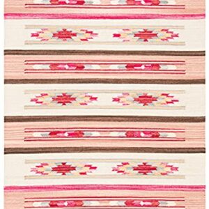 SAFAVIEH Cotton Kilim Collection 4' x 6' Red / Ivory KLC301Q Handmade Southwestern Boho Tribal Cotton Area Rug