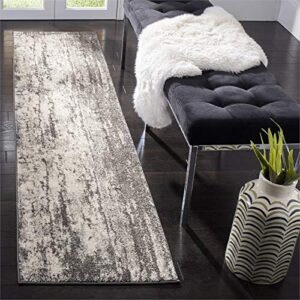 SAFAVIEH Spirit Collection 2' x 8' Grey / Dark Grey SPR121F Modern Abstract Non-Shedding Living Room Entryway Foyer Hallway Bedroom Runner Rug