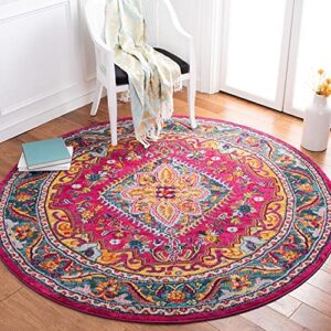 SAFAVIEH Phoenix Collection 4' x 6' Turquoise / Beige PHX153K Boho Chic Oriental Medallion Non-Shedding Living Room Bedroom Accent Rug