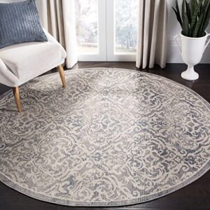 SAFAVIEH Brentwood Collection 8' x 10' Light Grey/Blue BNT810G Damask Non-Shedding Living Room Bedroom Dining Home Office Area Rug