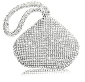 vistatroy women’s evening bag sparkly rhinestone purse triangle designer chain clutch purse bag party prom wedding purse(a silver)