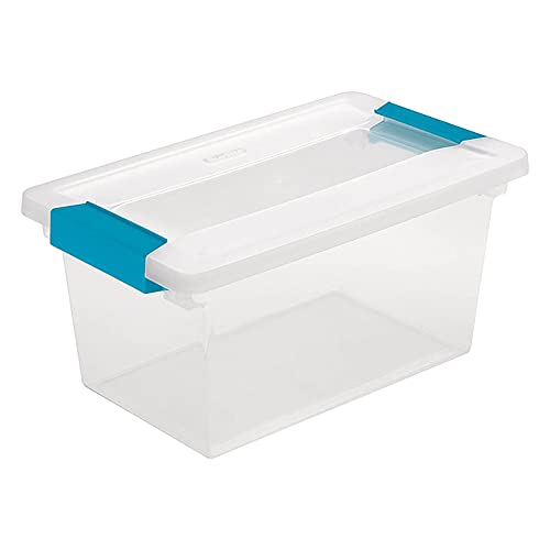 Sterilite Plastic Medium Clip Stacking Storage Box Container with Latching Lid for Home, Office, Workspace, and Utility Space Organization, 24 Pack