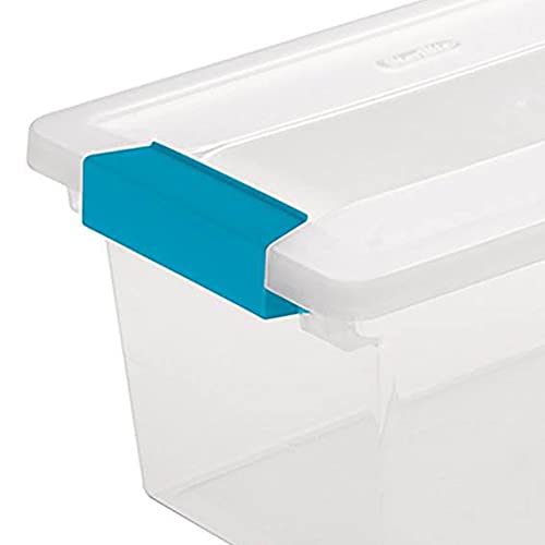 Sterilite Plastic Medium Clip Stacking Storage Box Container with Latching Lid for Home, Office, Workspace, and Utility Space Organization, 24 Pack