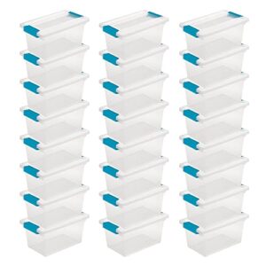 Sterilite Plastic Medium Clip Stacking Storage Box Container with Latching Lid for Home, Office, Workspace, and Utility Space Organization, 24 Pack