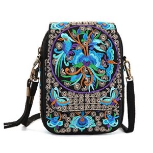 goodhan vintage printed handmade women mini crossbody bag cellphone pouch small handbag coin purse (style 01: basic version – blue multicolor)