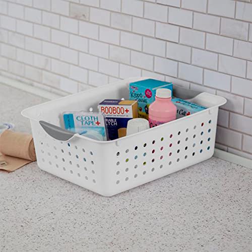 Sterilite 16248006 Medium Ultra Plastic Storage Organizer Basket White (54 Pack)