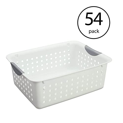 Sterilite 16248006 Medium Ultra Plastic Storage Organizer Basket White (54 Pack)