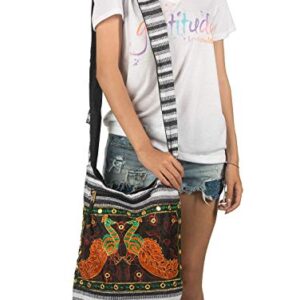 Hobo Shoulder Bag Messenger Casual Everyday Large Hippie Market Thick Functional (Black White)