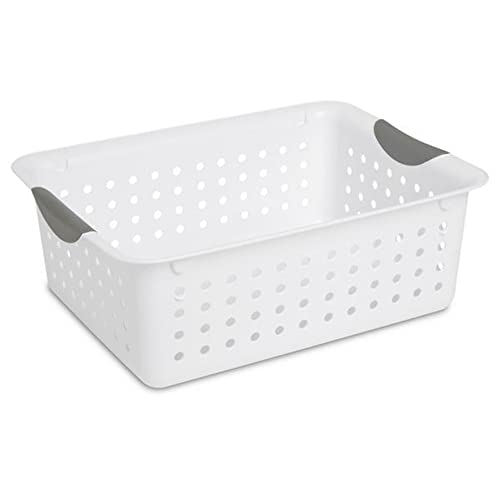 Sterilite 16248006 Medium Ultra Plastic Storage Organizer Basket White (48 Pack)