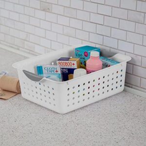 Sterilite 16248006 Medium Ultra Plastic Storage Organizer Basket White (48 Pack)