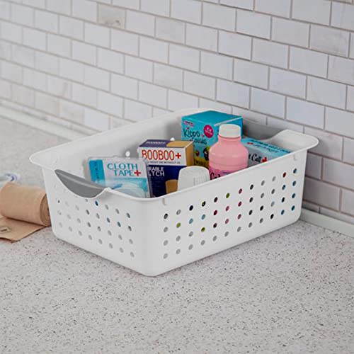 Sterilite 16248006 Medium Ultra Plastic Storage Organizer Basket White (48 Pack)