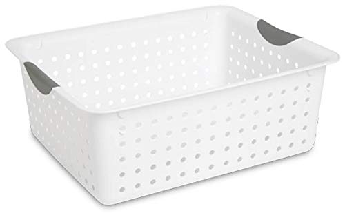 Sterilite Set of Ultra Plastic Storage Bin Baskets with Handles Including 6 Large and 6 Medium Containers for Household Organization, 12 Pack