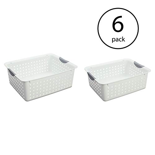 Sterilite Set of Ultra Plastic Storage Bin Baskets with Handles Including 6 Large and 6 Medium Containers for Household Organization, 12 Pack