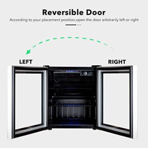 HBN Mini Beverage Refrigerator - 1.6Cu Ft/ 60 Can Beverage Cooler with Glass Door & Adjustable Shelves for Soda, Beer, Wine - Freestanding Beverage Fridge for Home, Bar, Office