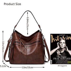 KEEPOP Hobo Handbags for Women Large Designer Shoulder Bag PU Leather Crossbody Bag Work Shopper Purse Top-Handle Bag Satchel