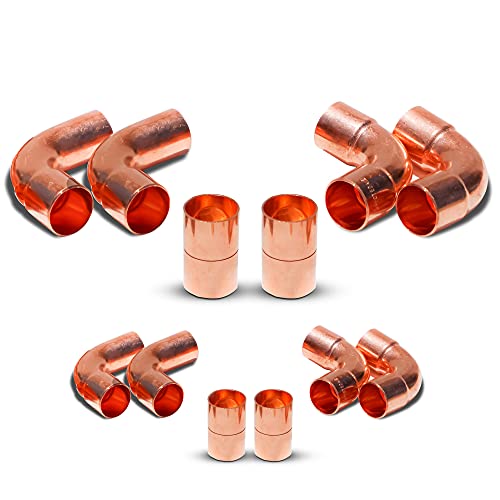 Infinitech 3/8 & 3/4 Hvac - R Copper Line Set Fittings Kit Includes long sweep elbow coupling street elbows Perfect for air conditioning lineset refrigeration liquid suction lines tubing pipes 3438