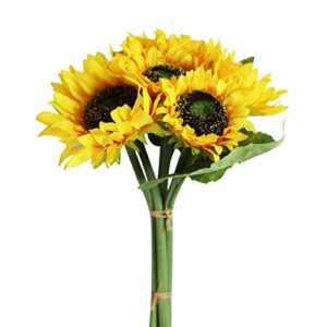 levana.m artificial sunflower 6pcs fake sunflowers realistic silk sunflower bouquet with stems for wedding decor baby shower arrangement table centerpieces outdoor indoor decor