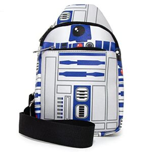 buckle down star wars bag, sling, r2-d2, bounding, vegan leather