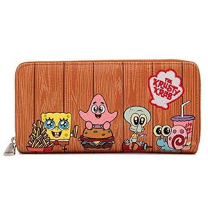 loungefly x nickelodeon spongebob squarepants krusty krab group zip-around wallet