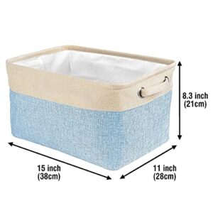 MALIHONG Personalized Foldable Storage Basket with Lovely Dog Labrador Collapsible Sturdy Fabric Pet Toys Storage Bin Cube with Handles for Organizing Shelf Home Closet, Blue amd White