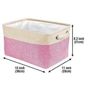 MALIHONG Personalized Foldable Storage Basket with Cute Dog Boston Terrier Collapsible Sturdy Fabric Pet Toys Storage Bin Cube with Handles for Organizing Shelf Home Closet, Pink and White