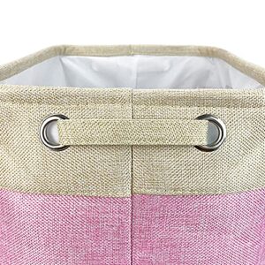 MALIHONG Personalized Foldable Storage Basket with Cute Dog Boston Terrier Collapsible Sturdy Fabric Pet Toys Storage Bin Cube with Handles for Organizing Shelf Home Closet, Pink and White