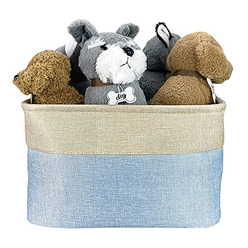 MALIHONG Personalized Foldable Storage Basket with Cute Dog Cockapoo Collapsible Sturdy Fabric Pet Toys Storage Bin Cube with Handles for Organizing Shelf Home Closet, Blue amd White