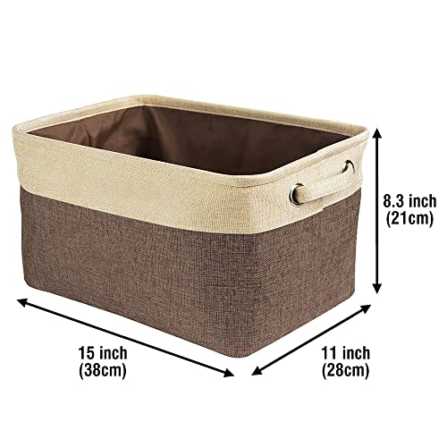 MALIHONG Personalized Foldable Storage Basket with Cute Dog Basset Hound Collapsible Sturdy Fabric Pet Toys Storage Bin Cube with Handles for Organizing Shelf Home Closet, Brown and White