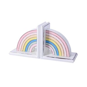 nikky home metal rainbow book ends non-skid cute kids bookends book stoppers for girls home children’s room classroom nursery decor, pack of 2