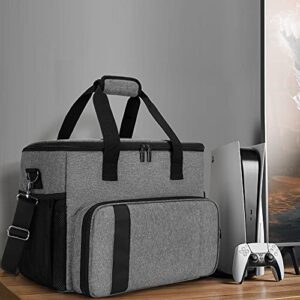 CURMIO Carrying Case Compatible with PS5, PS4, PS4 Pro, Travel Bag for Game Console, Controller, Disks and Accessories, Gray (Bag Only, Patent Design)