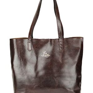 Piazza Leather Tote Bag in Full Grain Calfskin Leather Tote Shoulder Bag Big Capacity Handbag (Coffee Chocolate)