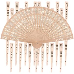 30pcs sandalwood foldable hand fans, wedding fans for guests bulk, handheld wooden fans for women, hand held fans for wedding, diy decorative folding fan for party decoration baby bridal shower gifts