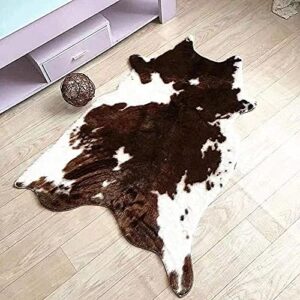 Cow Print Rug Faux Cowhide Area Rug Hide Animal Print Faux Fur Carpet Mat Nice for Living Room Bedroom Western Home Decor, 3.6x2.7Ft