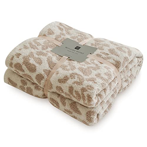 MH MYLUNE HOME Ultra Soft Leopard Throw Blanket (51x63 inches) Khaki Microfiber Blanket Plush Warm Reversible Cheetah Blanket Leopard Pattern Throw for Couch Bed Sofa