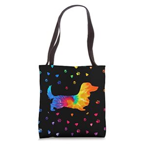 dachshund doxie long haired tie dye dog mom dad lover cute tote bag