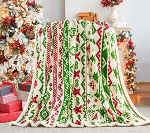 touchat sherpa christmas throw blanket, fuzzy fluffy soft cozy blanket, fleece flannel plush microfiber blanket for couch bed sofa (50″ x 60″, christmas tree)