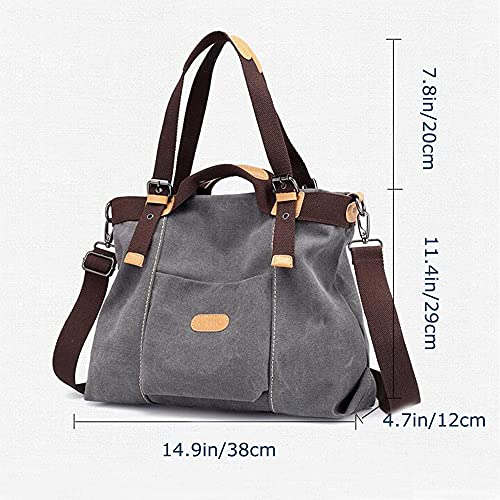 GJGJTER Women Soft Retro Casual All-match Tote Satchel Crossbody Hobo Messenger Canvas Shoulder Bag Clutches-Green