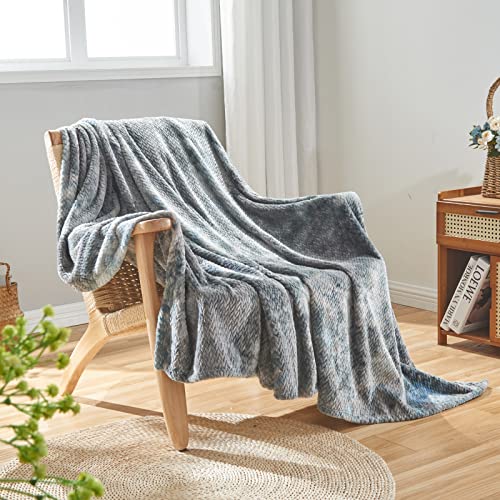 NEWCOSPLAY Super Soft Throw Blanket Premium Silky Flannel Fleece Leaves Pattern Lightweight Blanket All Season Use (Multi Grey, Throw(50"x60"))