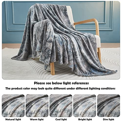 NEWCOSPLAY Super Soft Throw Blanket Premium Silky Flannel Fleece Leaves Pattern Lightweight Blanket All Season Use (Multi Grey, Throw(50"x60"))