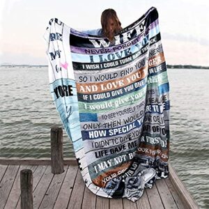 Tapesb to My Wife Blanket Anniversary Romantic Gifts for Wife Birthday Gift from Husband for Wives Throw Blanket with Pillow Covers Valentine Day Blanket Gifts