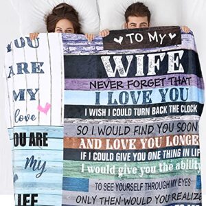 Tapesb to My Wife Blanket Anniversary Romantic Gifts for Wife Birthday Gift from Husband for Wives Throw Blanket with Pillow Covers Valentine Day Blanket Gifts