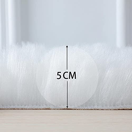 linmopm Super Soft Fluffy Faux Fur Sheepskin Rugs Bedroom Floor Sofa Living Room Runner High-Density Cushion Plush Carpet Sofa Cover Bedside Rugs (2x6 ft Sheepskin, White)