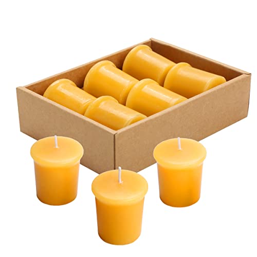 LJQizn 6pcs Beeswax Votive Candles Pure Handmade Pillar Natural Votives Set for Gift Home Décor Party Wedding Spa