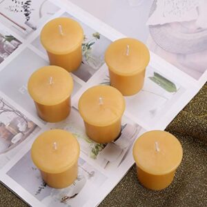 LJQizn 6pcs Beeswax Votive Candles Pure Handmade Pillar Natural Votives Set for Gift Home Décor Party Wedding Spa