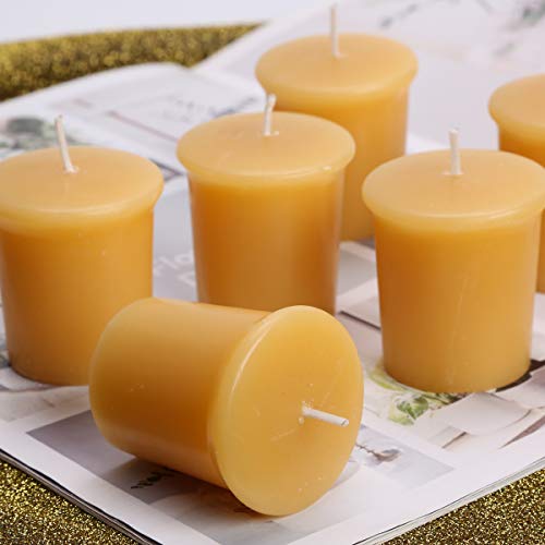 LJQizn 6pcs Beeswax Votive Candles Pure Handmade Pillar Natural Votives Set for Gift Home Décor Party Wedding Spa