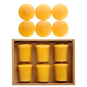 LJQizn 6pcs Beeswax Votive Candles Pure Handmade Pillar Natural Votives Set for Gift Home Décor Party Wedding Spa